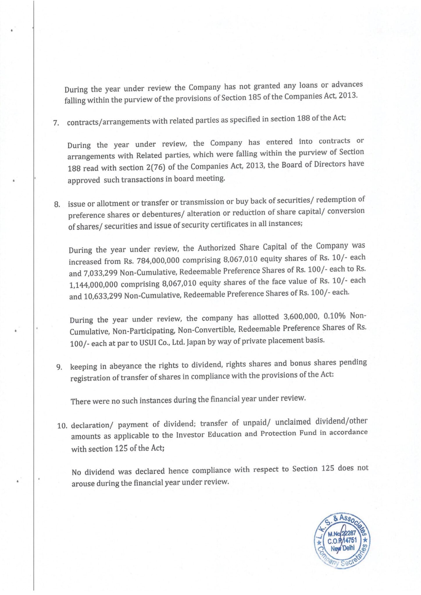 ANNUAL RETURNS – USUI SUSIRA International Pvt. Ltd.