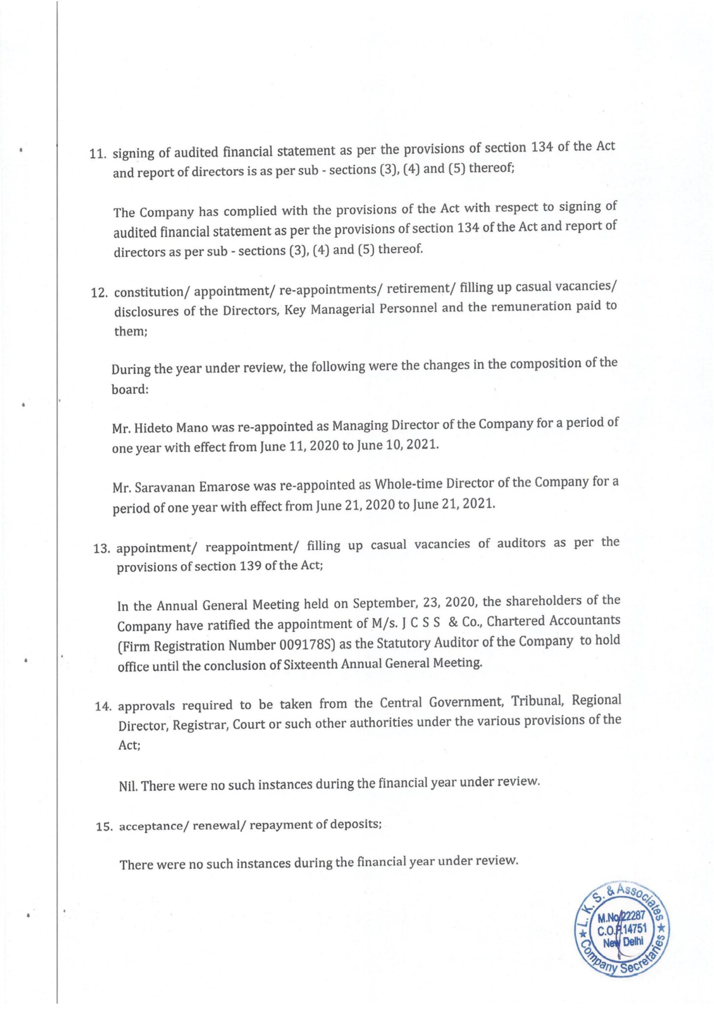 ANNUAL RETURNS – USUI SUSIRA International Pvt. Ltd.