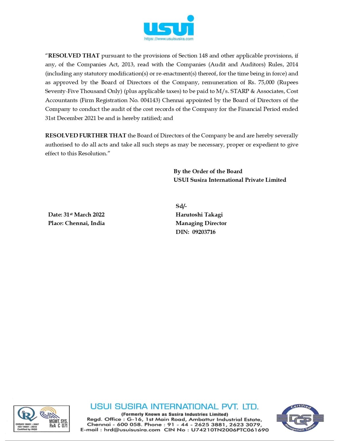 Financial Year 2021-2022 – USUI SUSIRA International Pvt. Ltd.