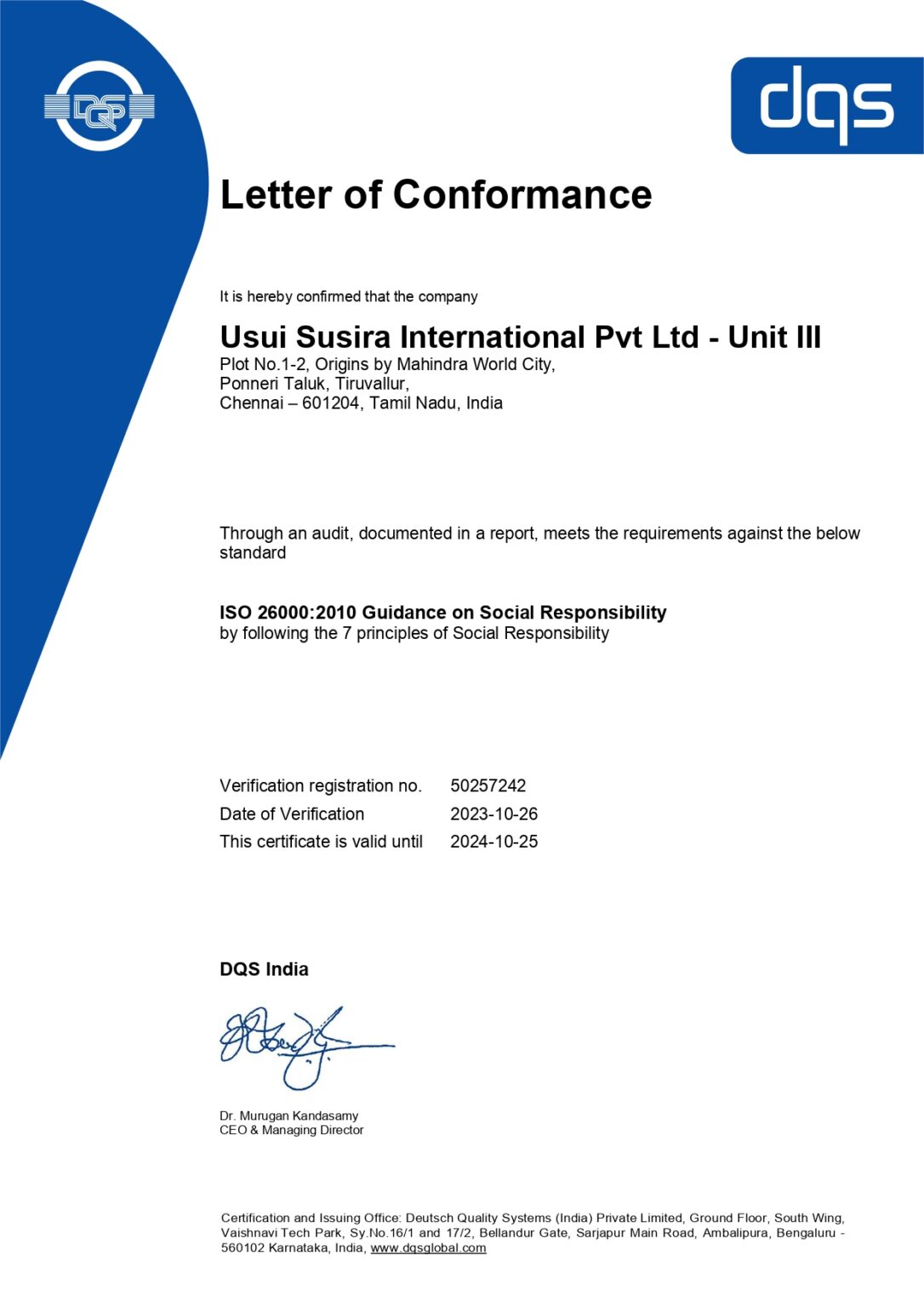ISO 26000 – USUI SUSIRA International Pvt. Ltd.